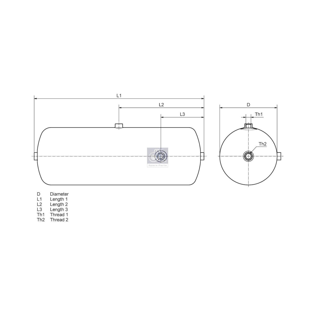 DT Spare Parts Luftbehälter, Druckluftanlage 5.70069 - 570069 für 501 ...