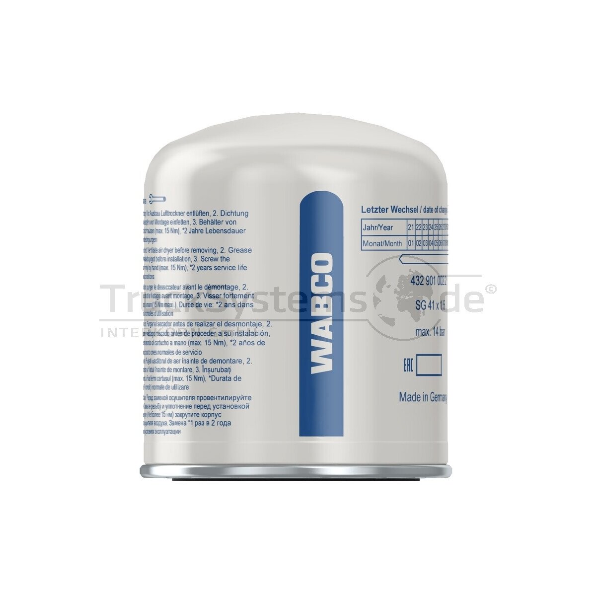 WABCO Trockenmittelbehälter ASP SG41x1,5 MAN - 4329010022 - 432901002 ...