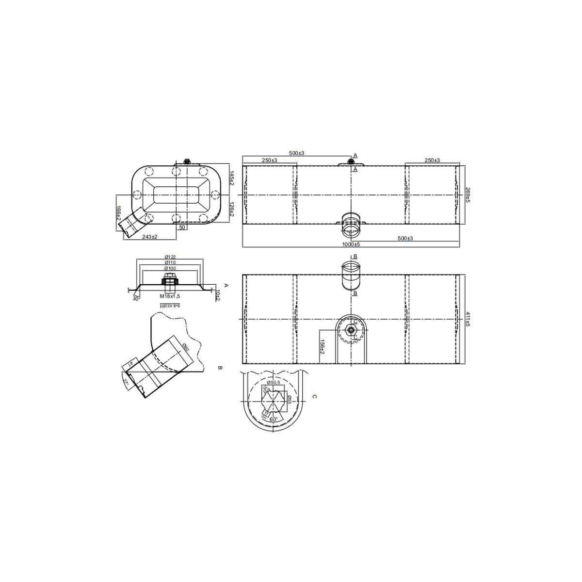 LKW Tank Dieseltank Iveco 95 l Stahl, 410,85