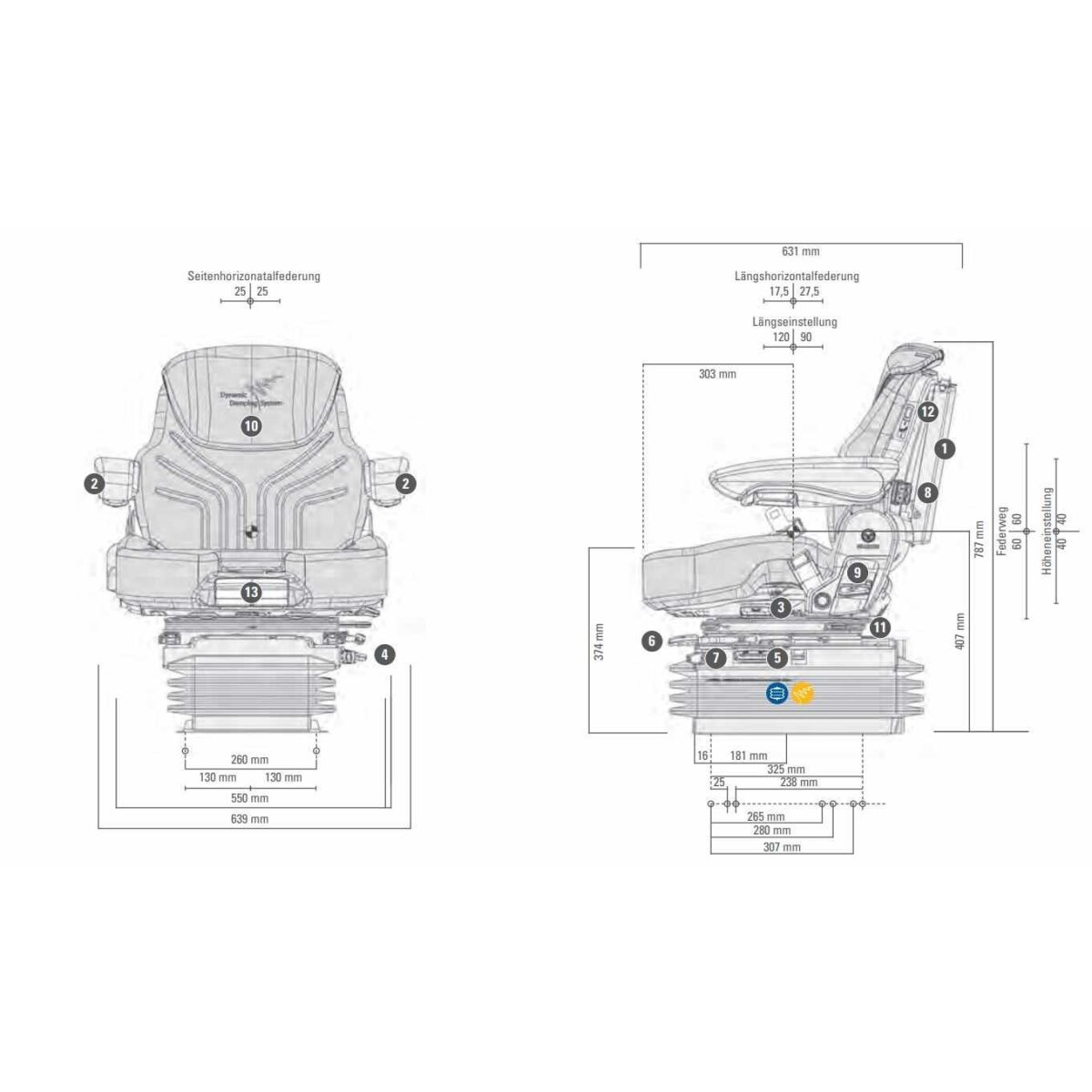 Sondersitz Fendt: GRAMMER Schlepper Sitz Maximo Dynamic - NEW - 12885, 2.234,82